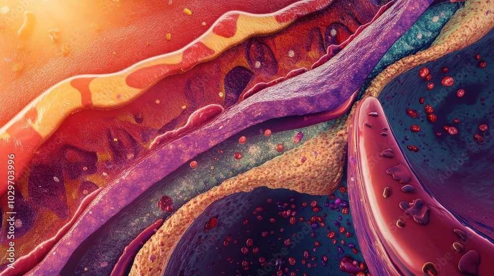 Arteriosclerosis Cross Section Plaque Formation Narrowing Blood Vessel ...