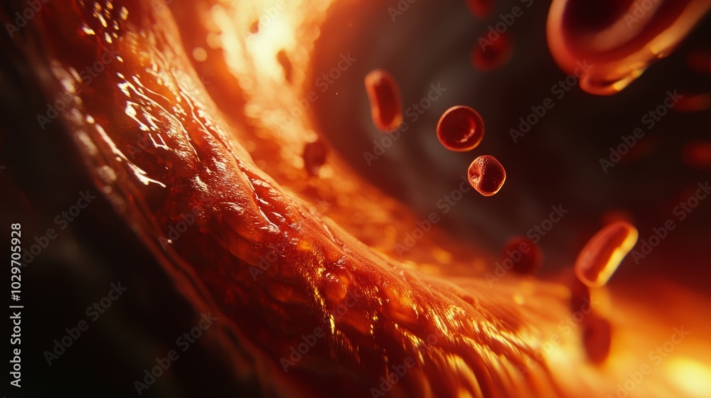 Artery Obstruction Arteriosclerosis Plaque Buildup Blood Cells Narrowed ...