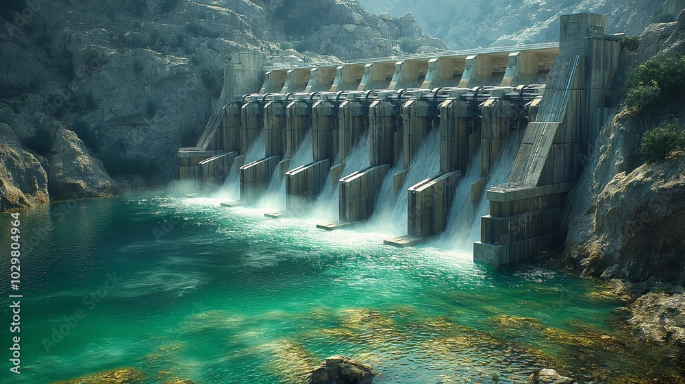 Hydroelectric Dam and Water Flow. Stunning hydroelectric dam showcases ...