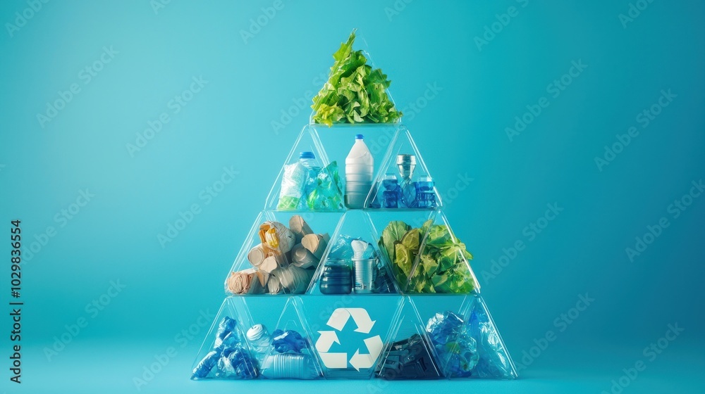 A pyramid chart illustrating the hierarchy of waste management: reduce ...
