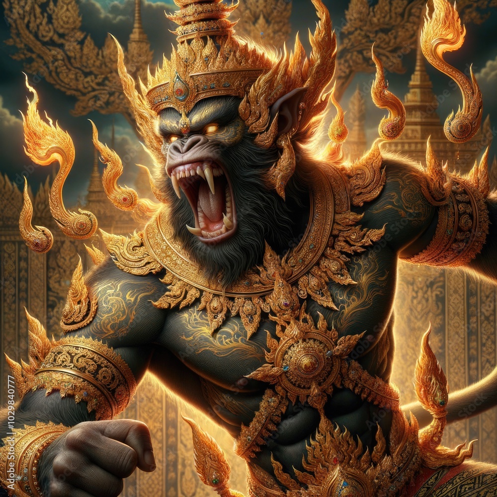 Hanuman in Battle: A Hyper-Realistic Depiction of the Mythical Thai ...
