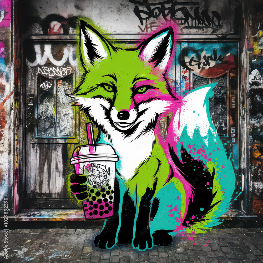 Fox Animal Bubble tea Boba Foxes Tea Asian Japanese wild predatory fur ...