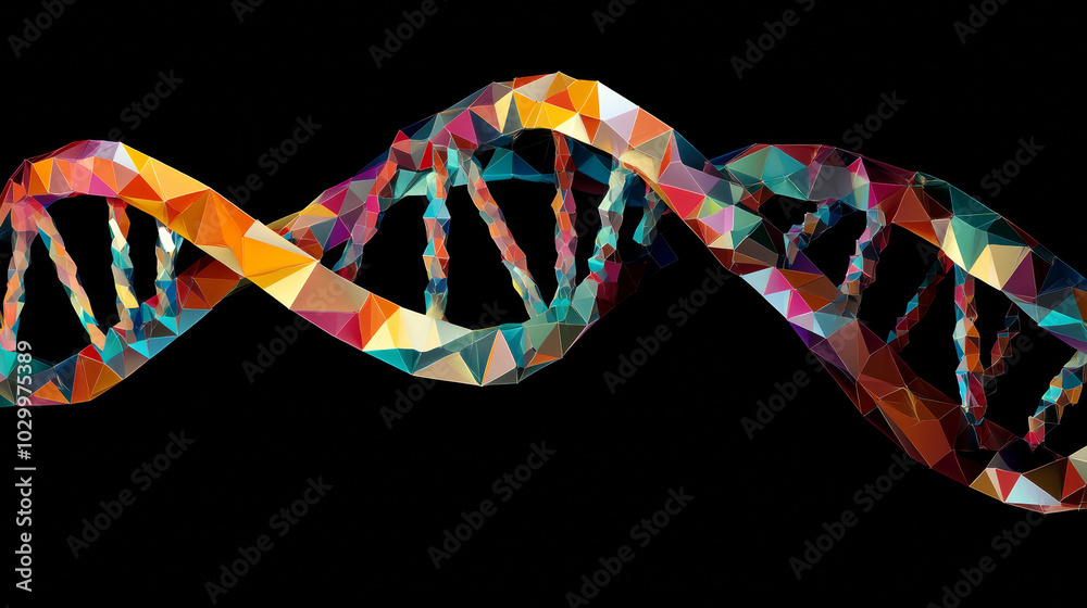 This illustration shows a simplified 3D model of a DNA molecule, using ...