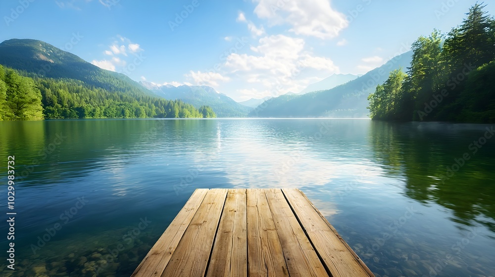 Aerial view of a peaceful pontoon pier leading into a still serene ...