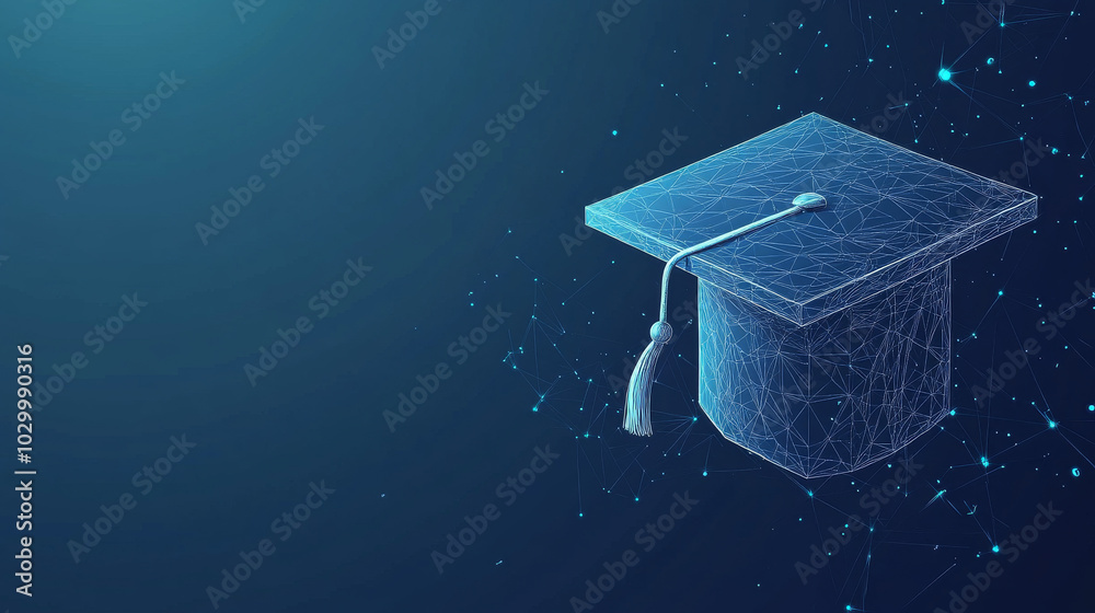 This image represents online learning with a modern, geometric design ...