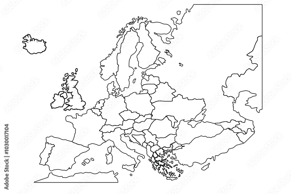 Vector Illustration of Outline Map of Europe in black.world map outline ...