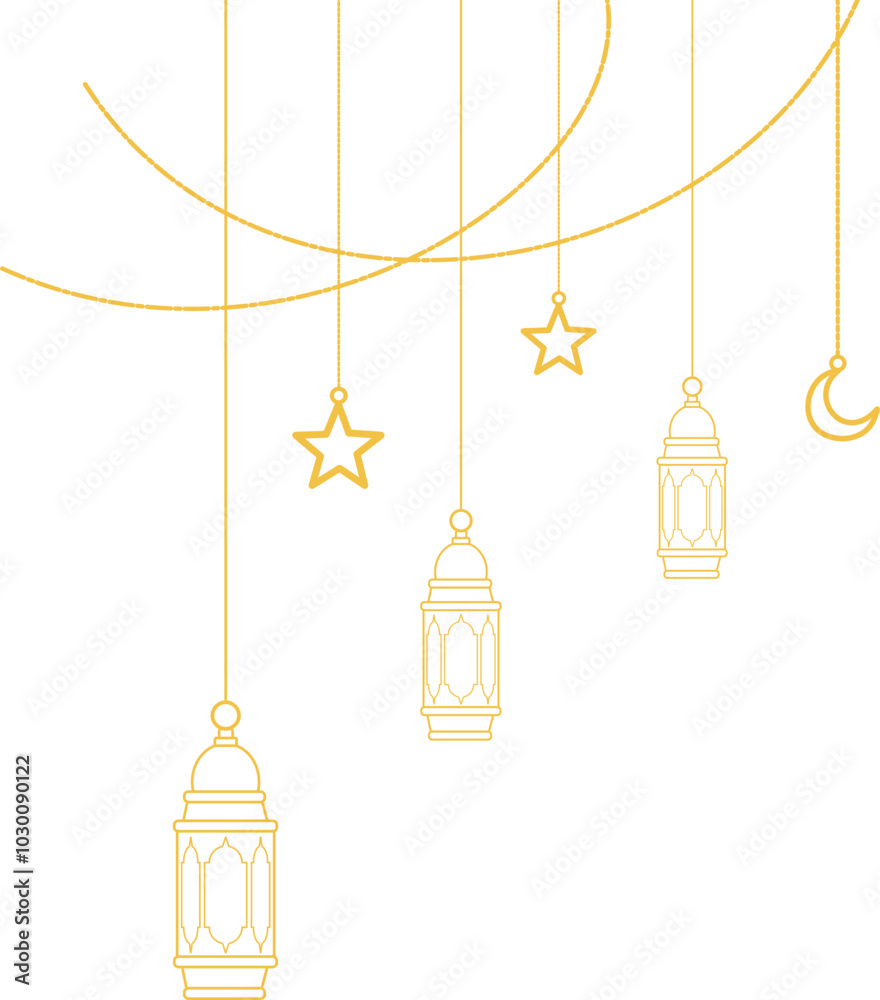 Hanging Islamic Lantern Corner Stock Vector | Adobe Stock