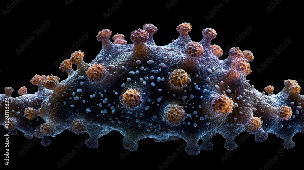 virus at the microscopic level, showcasing its unique structure and ...