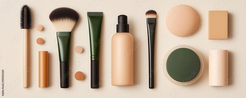 Cosmetic products in a square arrangement, with symmetrical positioning ...
