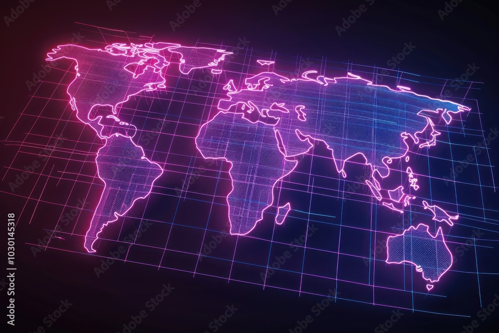 World map diagram illuminated backgrounds. Stock Photo | Adobe Stock