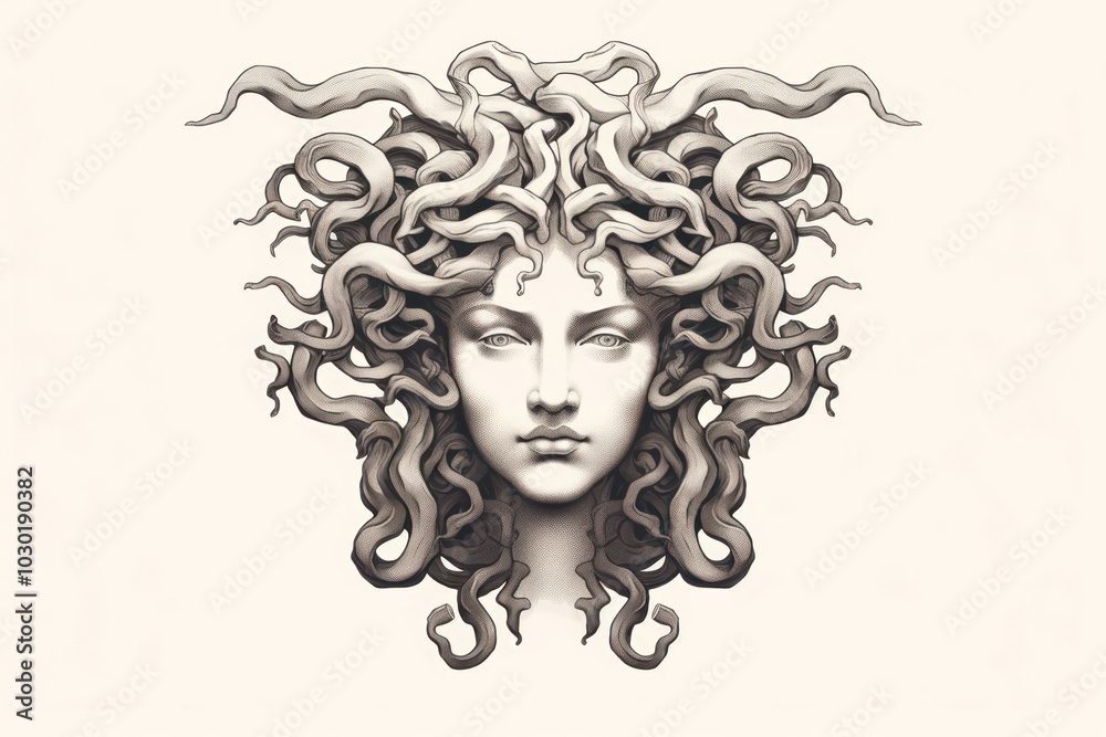 Medusa portrait drawing sketch. Stock Photo | Adobe Stock