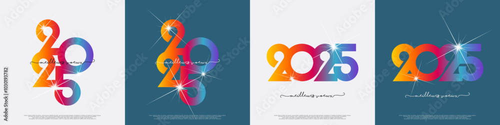 Bonne année - meilleurs vœux 2025 - vecteur pour affiche, bannière, salutation et célébration du ...