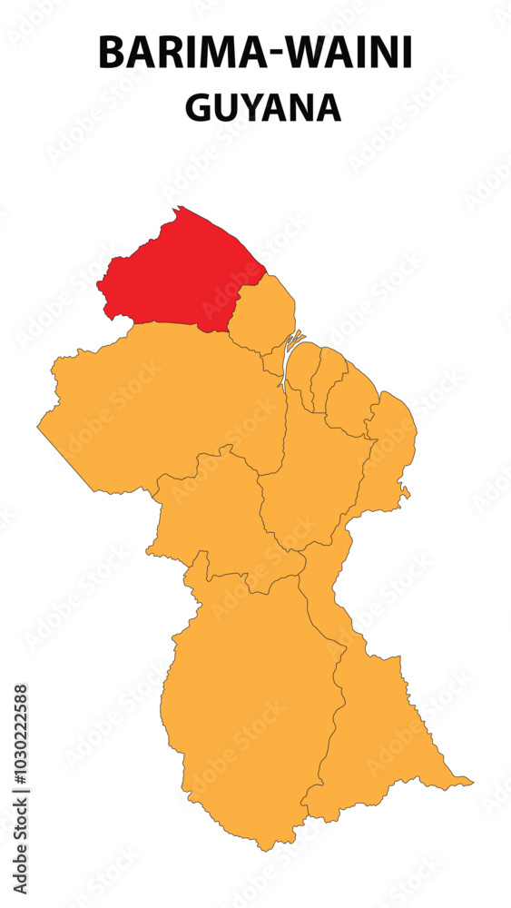 Barima-Waini Map is highlighted on the Guyana map with detailed state ...