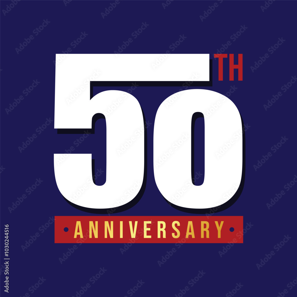 50th anniversary logo with modern typography on blue background. 50 ...