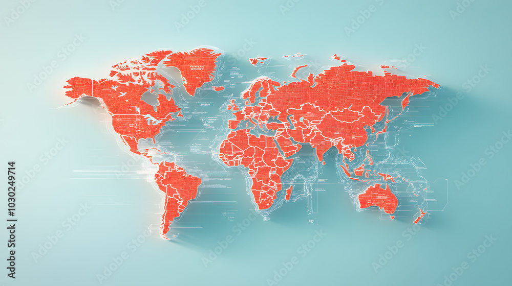 World map depicting climate change hot zones, visualizing the impact of global warming, sea ...