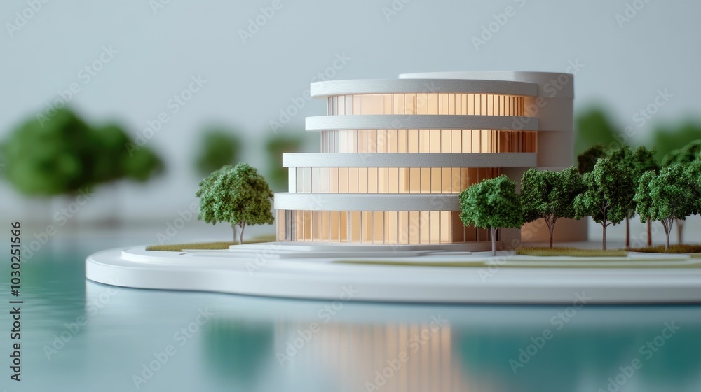 Innovative 3D rendering of a sustainable architectural model showcasing ...