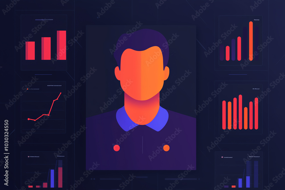 Holographic HR interface displaying talent analytics, with floating ...