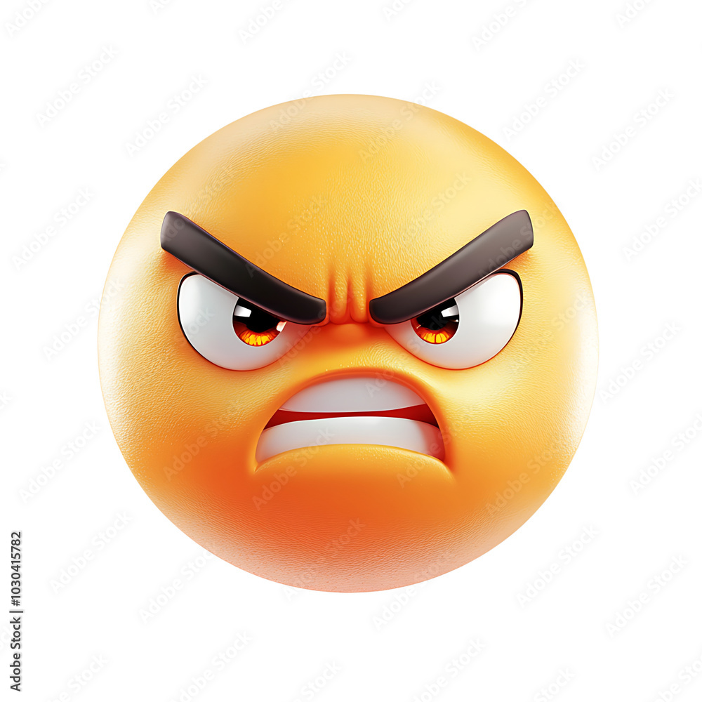 Foto de Stock Angry emoji face,3d render,3D yellow angry emoji face ...
