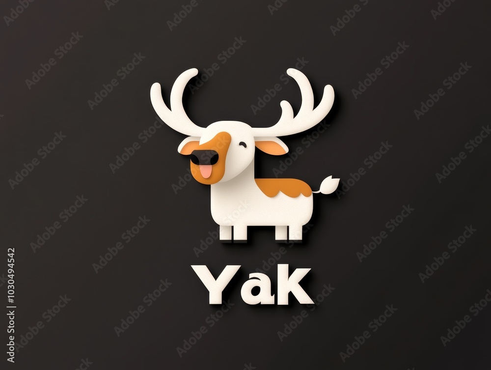 Cute cartoon-style yawning yak character with a letter "Yak" simple ...