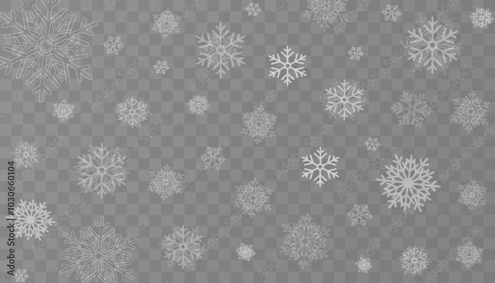 Tiny flying snow flakes illustration. Snowstorm dust freeze shapes ...