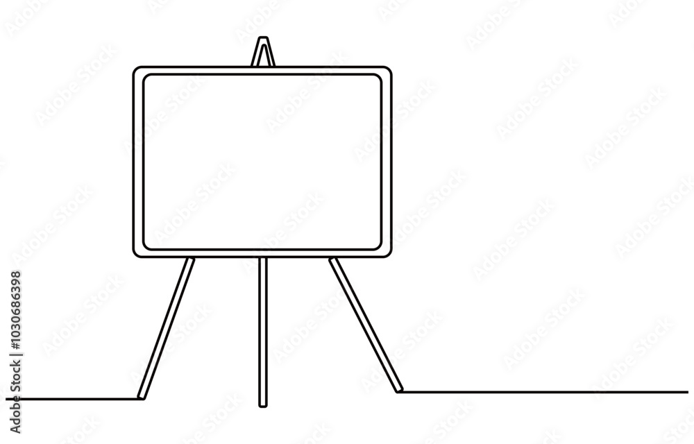 Continuous one line drawing of standing whiteboard. One line drawing ...