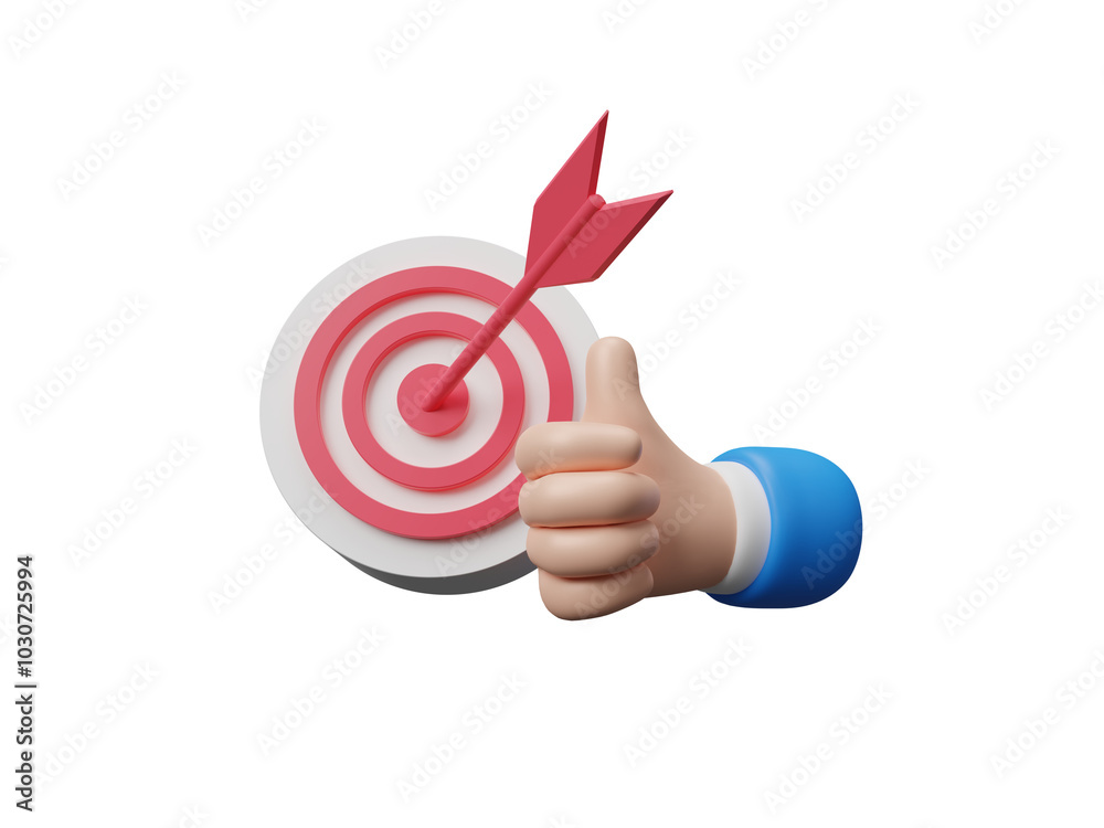Arrow icon hitting center of dartboard target on transparent background ...
