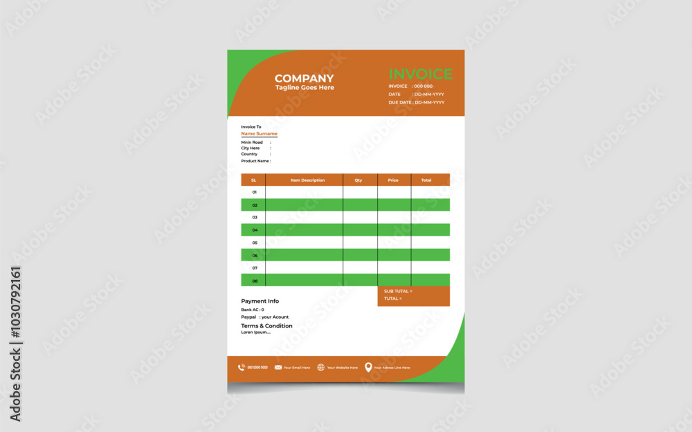 Professional Invoice Design Ideas and Free Templates Stock Vector ...