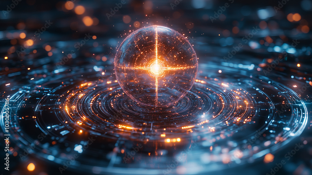 Nuclear-Powered AI technology atomic energy core illustration enhancing ...