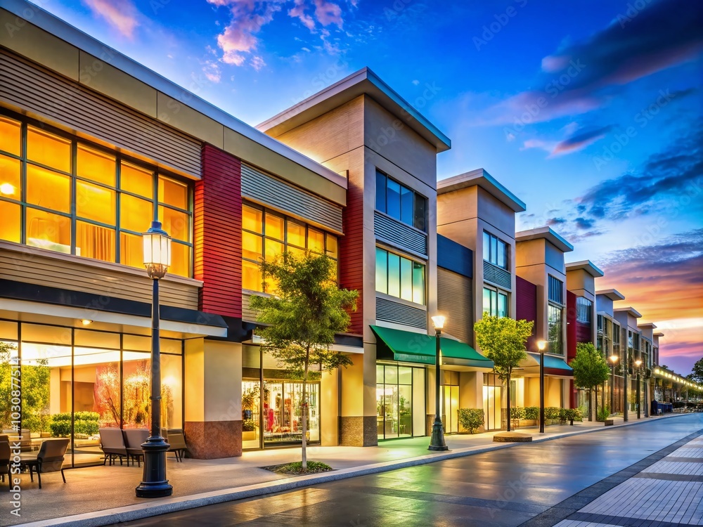 Contemporary Modern Strip Mall Design Featuring Sleek Architecture and ...