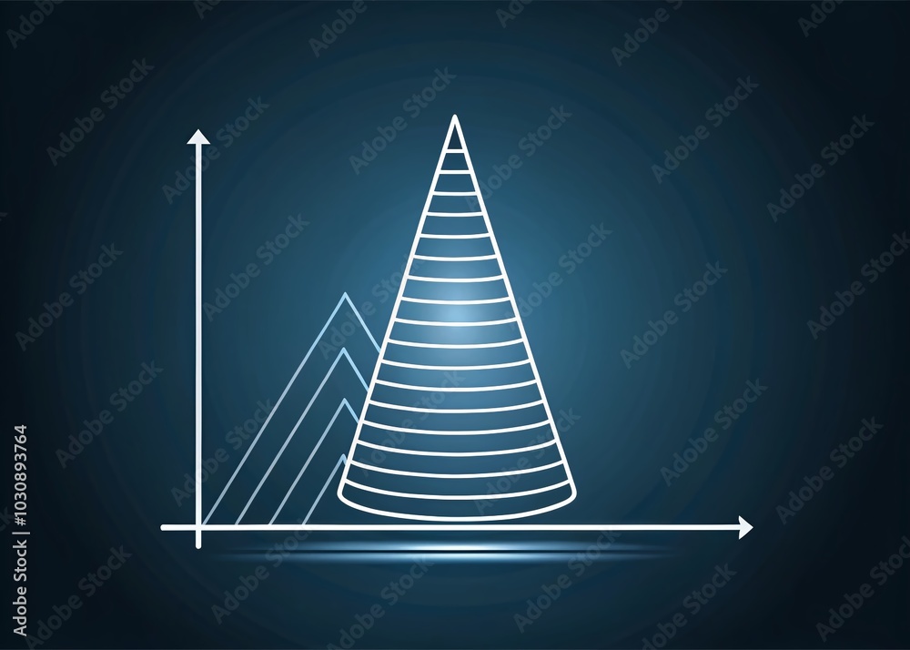 Simple Cone Chart Line Vector Doodle Icon for Data Visualization and ...