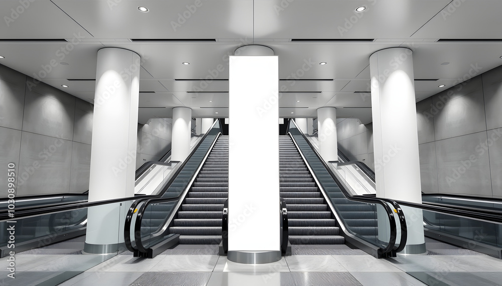 Blank whtie pillars for pillar wrap billboard advertising mockup ...