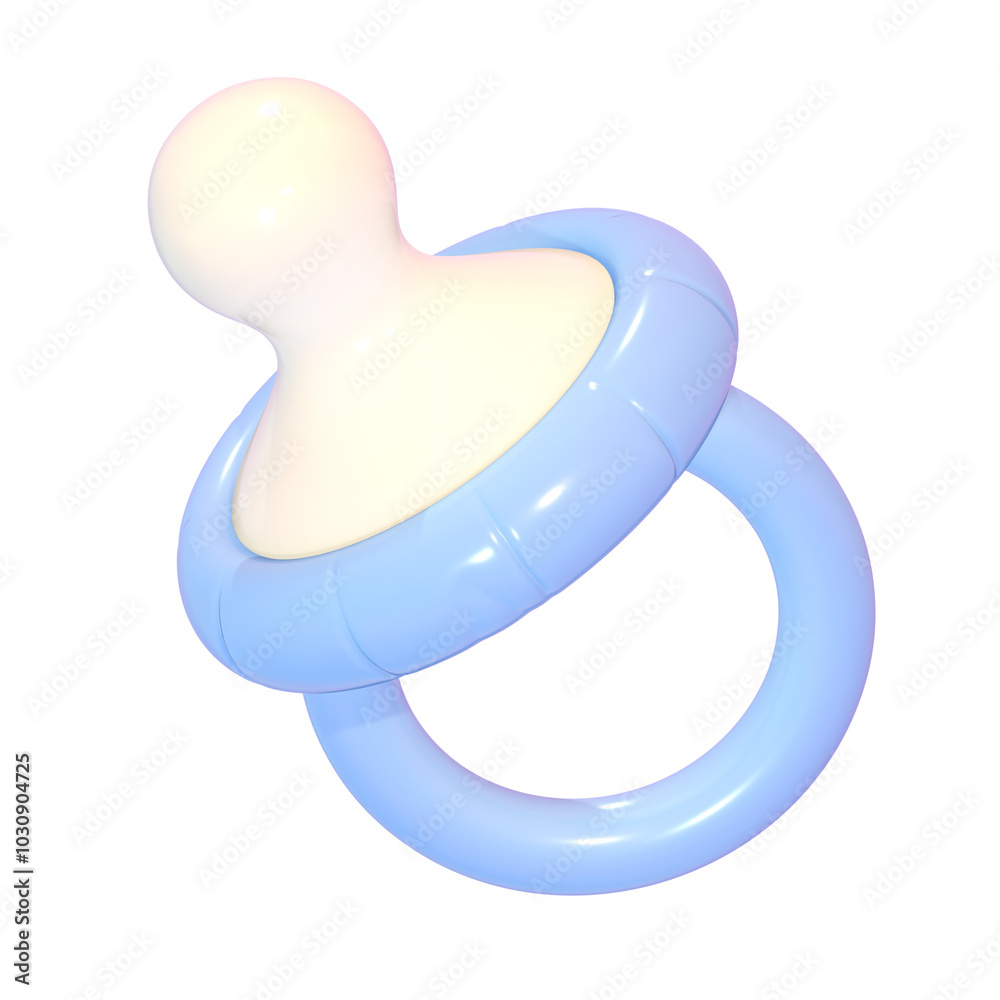 Cute 3d pastel blue baby pacifier kawaii illustration Stock ...