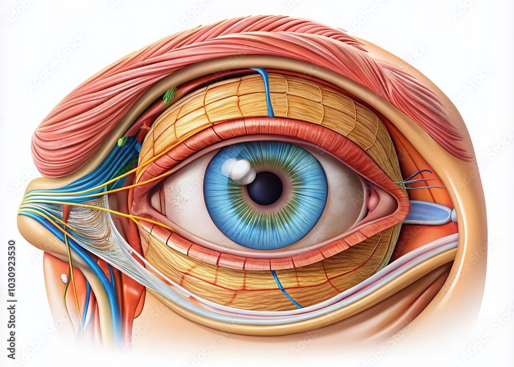 Detailed Eyelid Structure Diagram Illustrating Anatomy for Educational ...