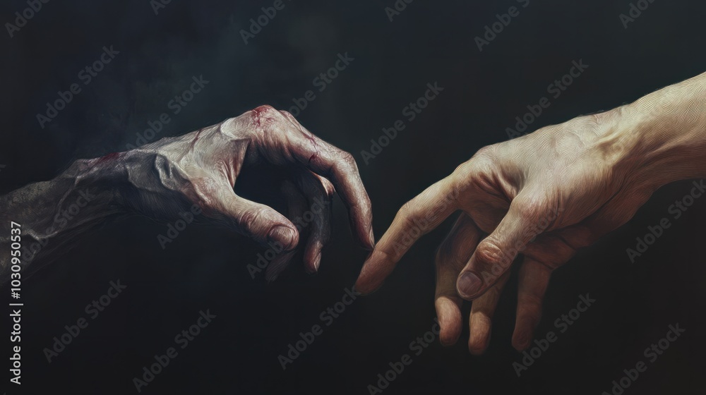 Two hands reaching for each other but never touching, separation ...