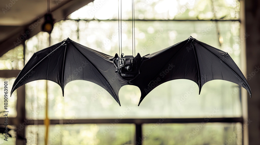 Stock-Foto „Hyper-realistic drone mimicking bat wing flight, ultra ...