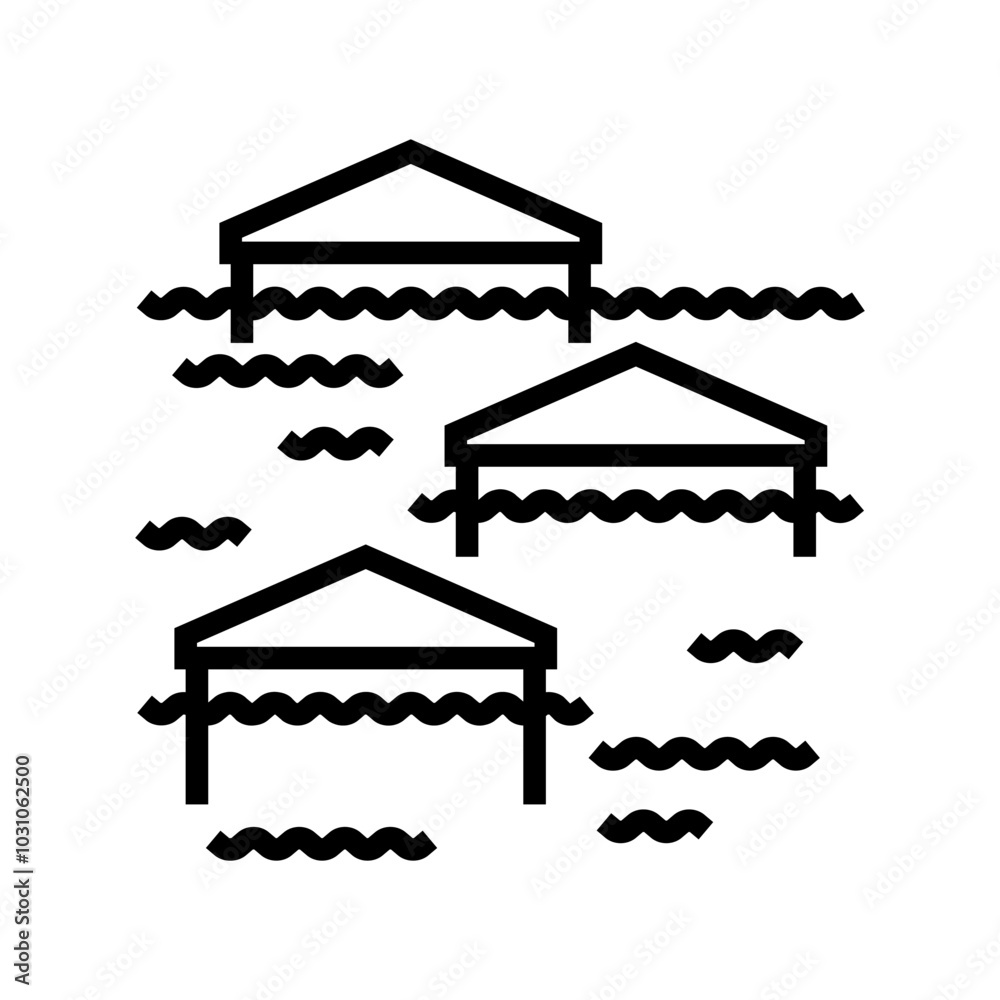 flood weather natural phenomena line icon vector. flood weather natural ...