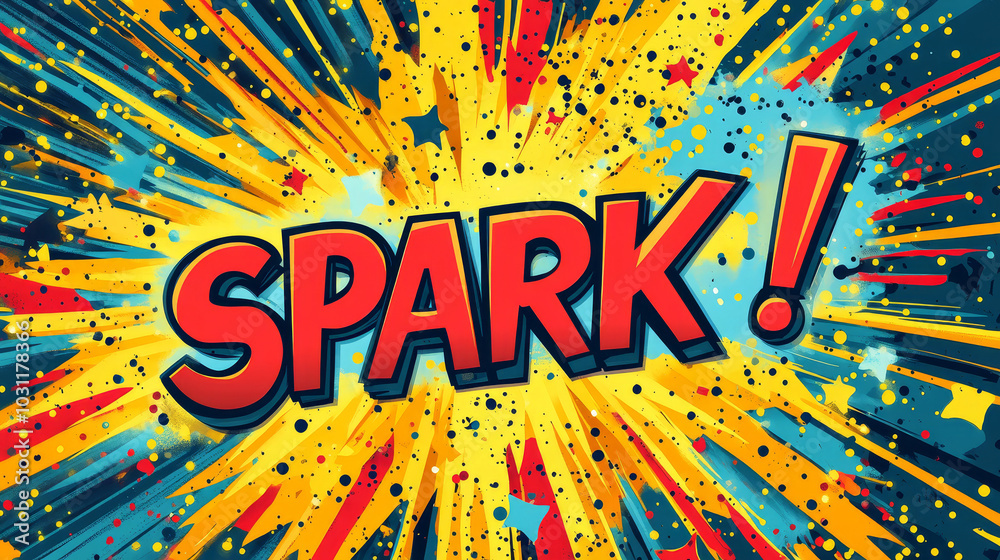 Comic speech bubble with expression text SPARK!. Colorful cartoon ...
