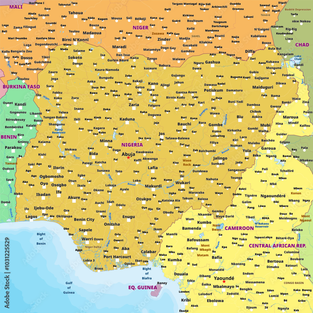 เวกเตอร์ Stock Simple political map of Nigeria | Adobe Stock