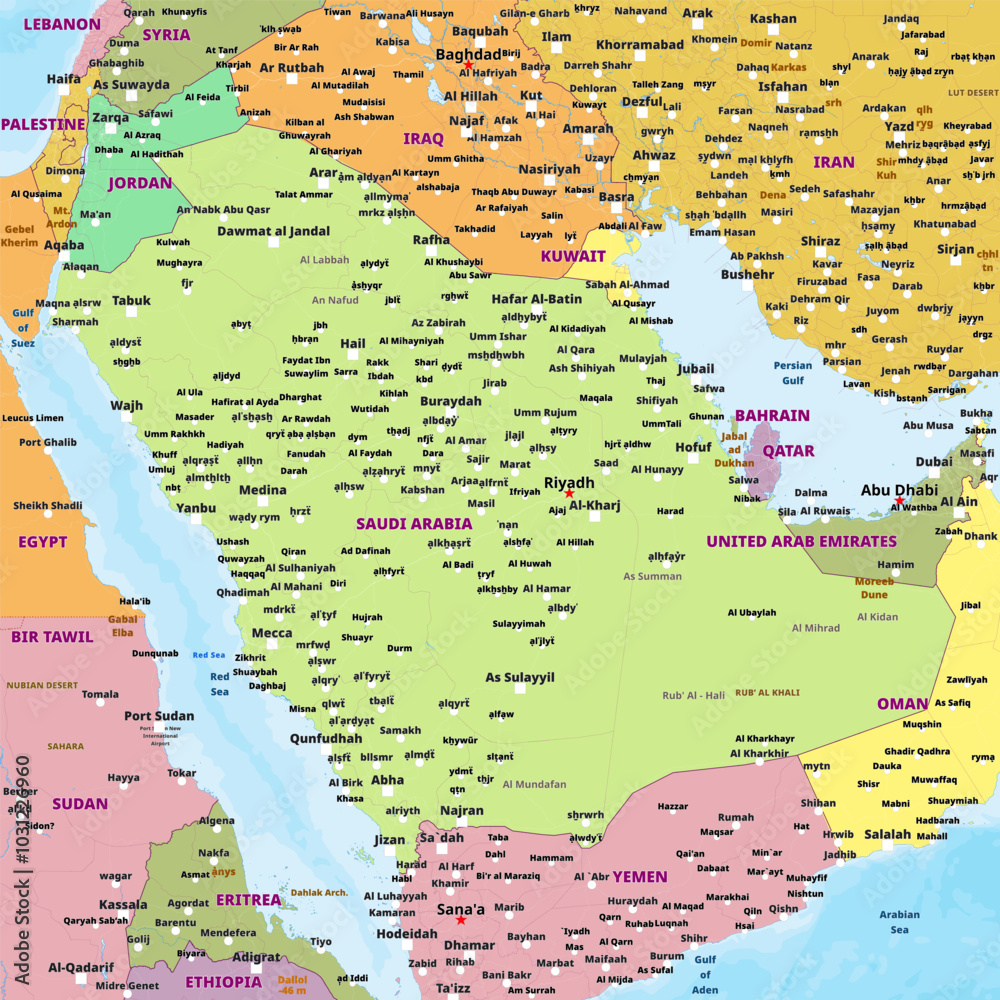 Simple political map of Saudi Arabia Stock Vector | Adobe Stock