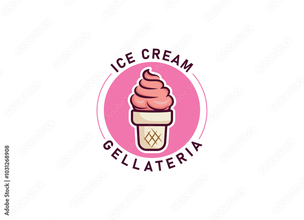 Ice Cream Logo Design. Ice cream shop logo badges and labels, gelateria ...