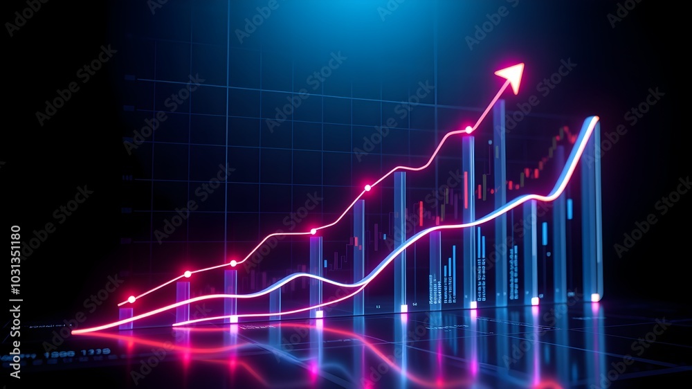 Futuristic Business Growth Chart with Light Effects Stock Illustration ...