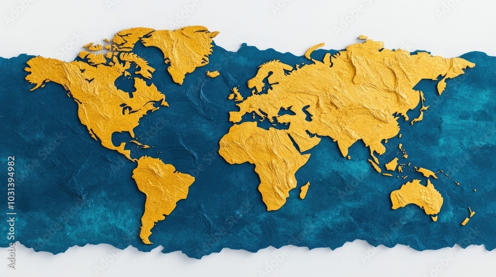 Digital world map depicting climate change impacts and effects on ...