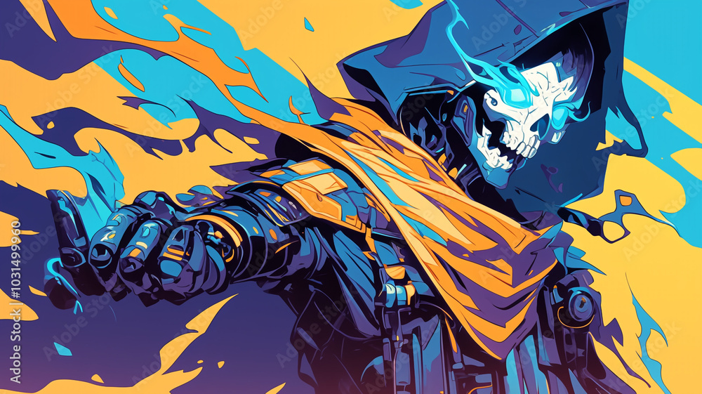 An illustration for gamers. The gamer is a monster. The ghost gamer ...