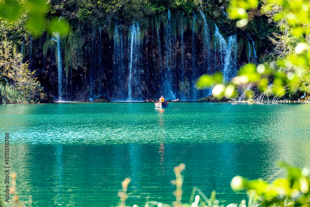 Plitvice Lakes National Park. Croatia. Big waterfalls. Nature travel ...