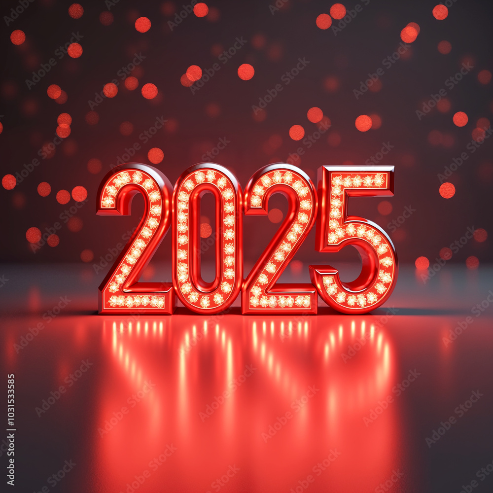 Happy new year 2025, numbers design, sign of 2025 on bright shine ...