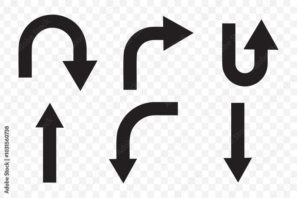 go straight this way one way only u turn left and right black arrow ...