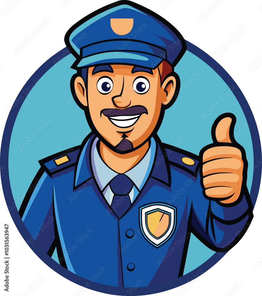Friendly Police Officer: A smiling cartoon police officer gives a ...