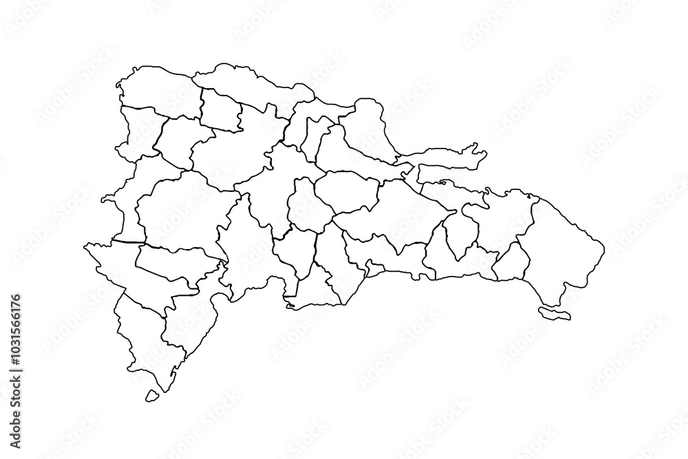 Dominican Republic map outline, linear doodle illustration. isolated on ...