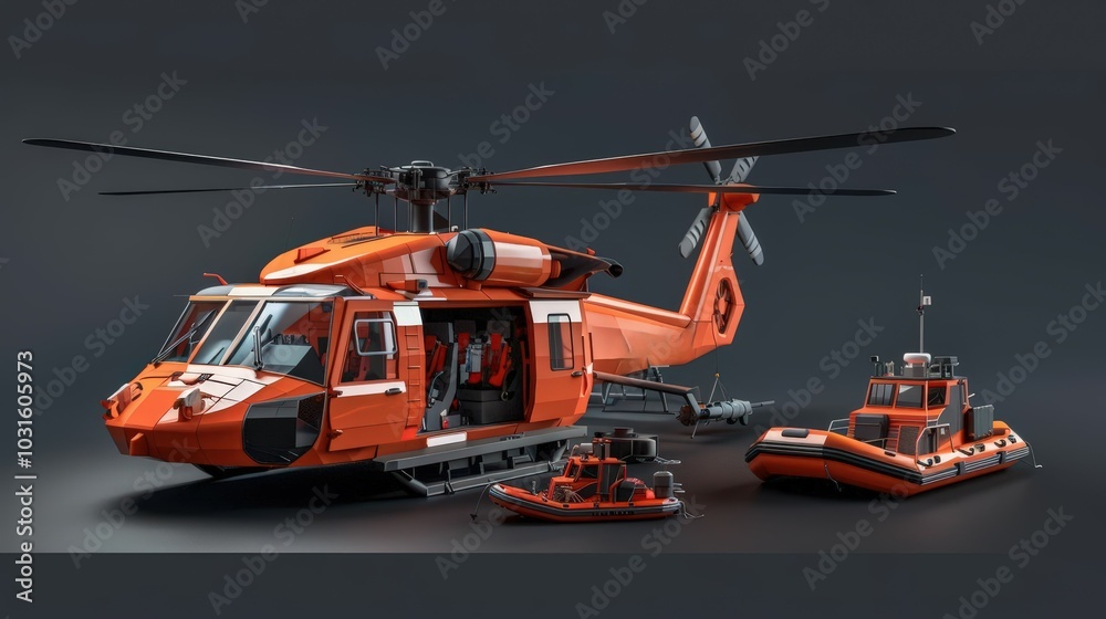 Create detailed 3D illustrations of emergency response vehicles and ...