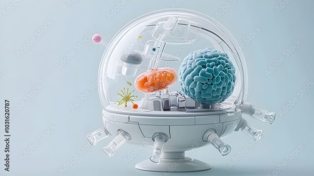 Detailed Cross Section Diagram Highlighting the Nucleus Mitochondria ...